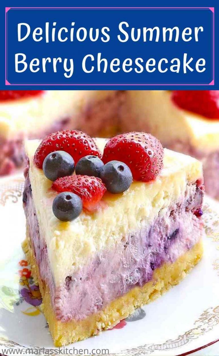 Easy Summer Berry Cheesecake with Shortbread Crust - Maria's Kitchen