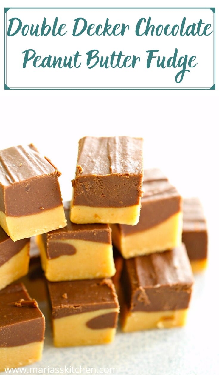 Easy Double Decker Chocolate Peanut Butter Fudge Recipe - Maria's Kitchen Easy Double Decker Chocolate Peanut Butter Fudge Recipe - Maria's Kitchen