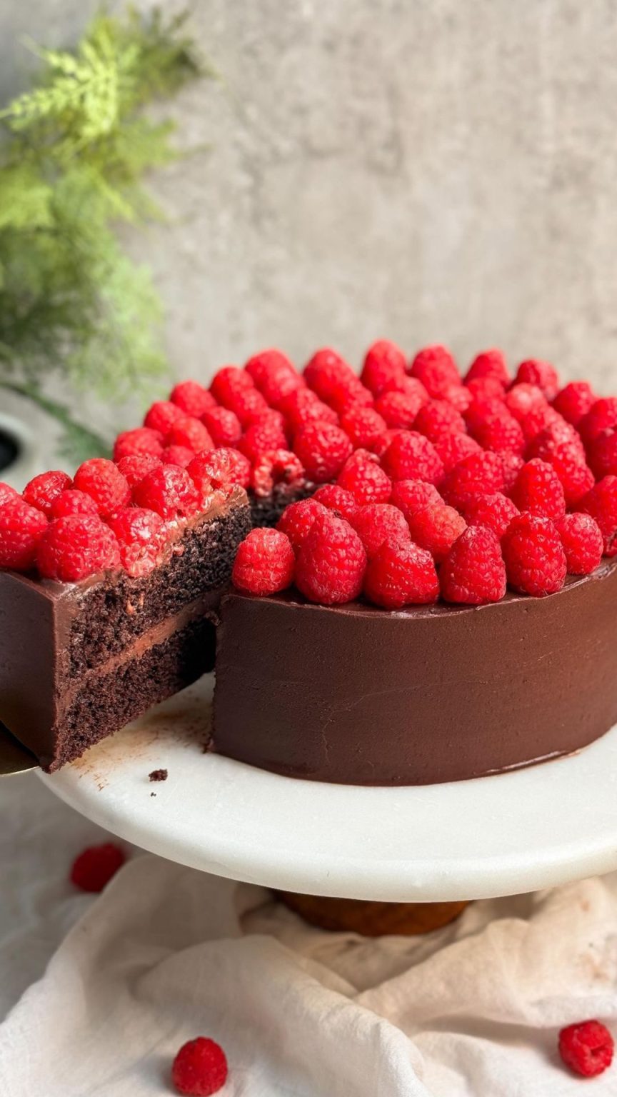 Choco Raspberry Fudge Cake - Maria's Kitchen
